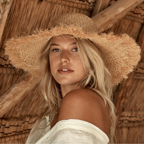 Monday Swimwear | Accessories | Monday Swim Raffia Wide Brim And Frayed ...